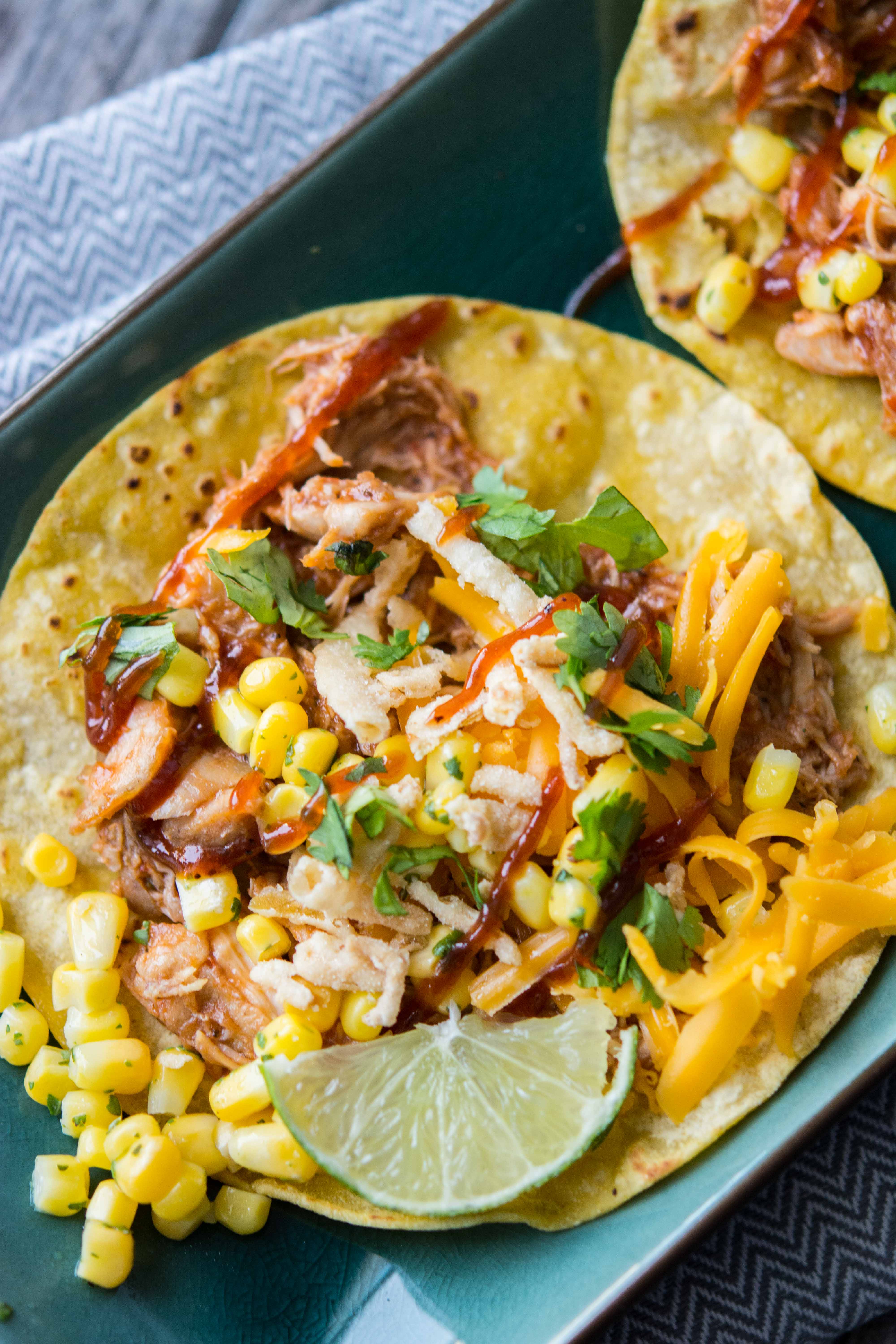 Slow Cooker BBQ Chicken Tacos - Slow Cooker Gourmet