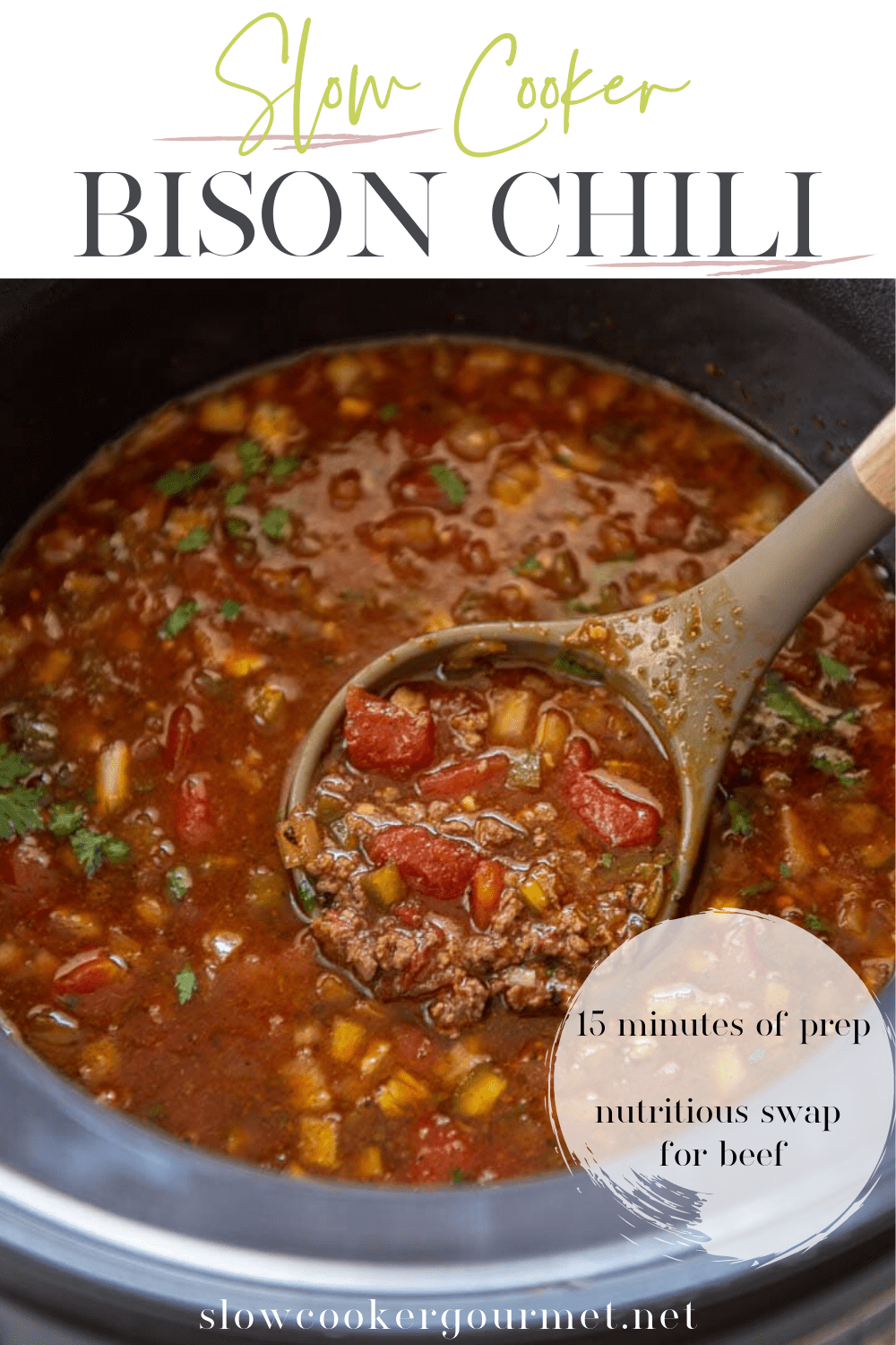 Slow Cooker Bison Chili - Slow Cooker Gourmet