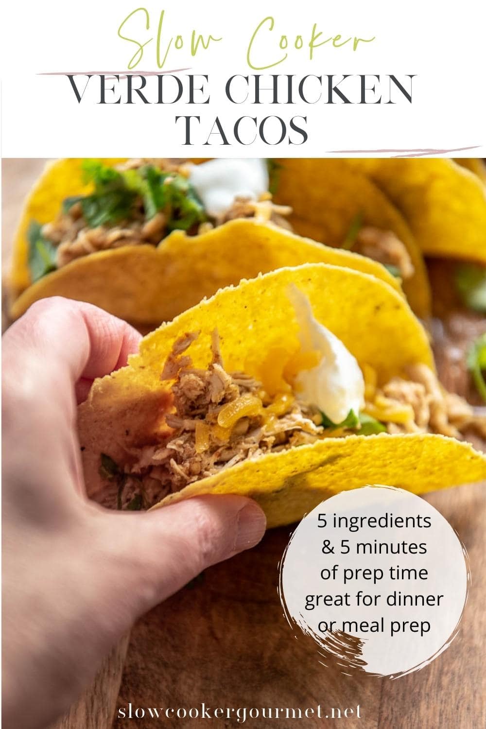 Slow Cooker Verde Chicken Tacos - Slow Cooker Gourmet