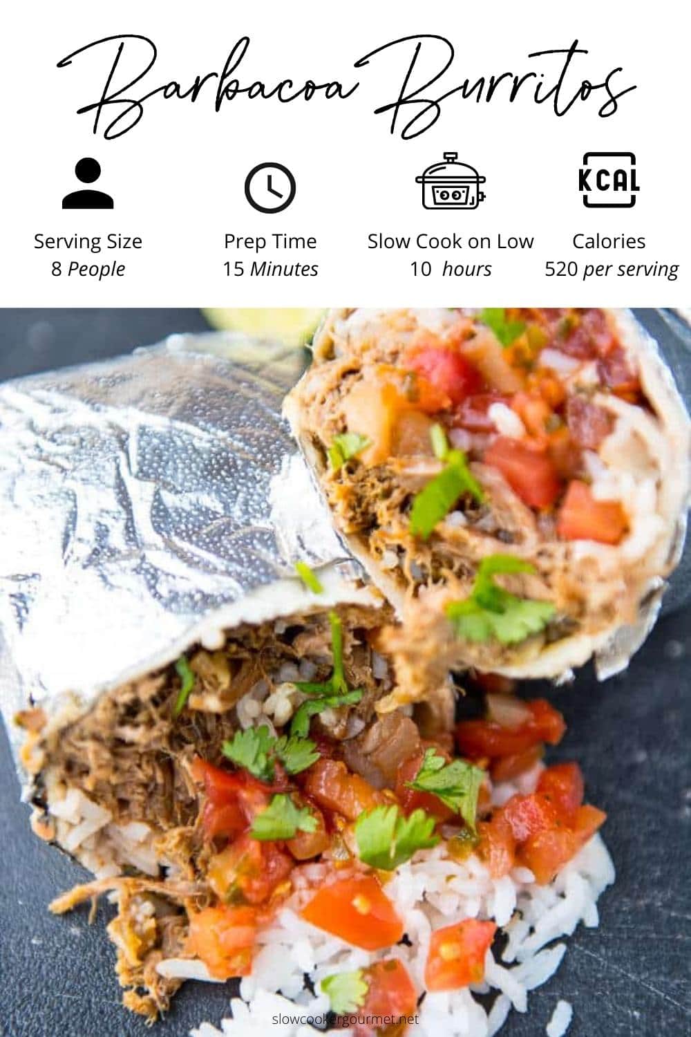 Slow Cooker Barbacoa Burritos - Slow Cooker Gourmet