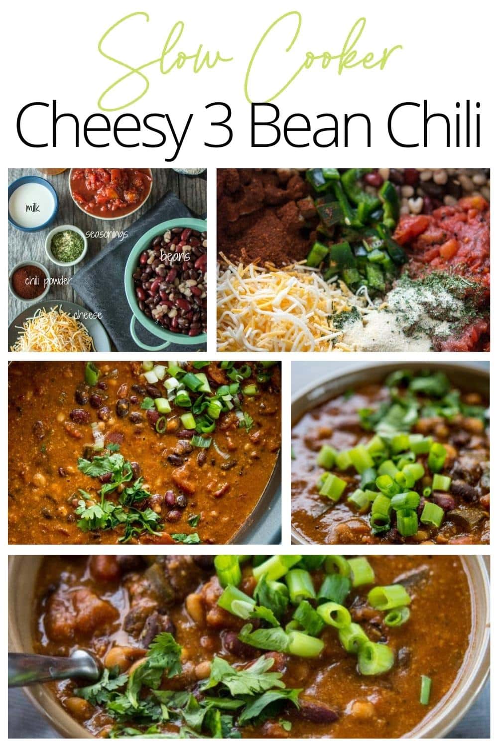 Slow Cooker Cheesy 3 Bean Chili - Slow Cooker Gourmet