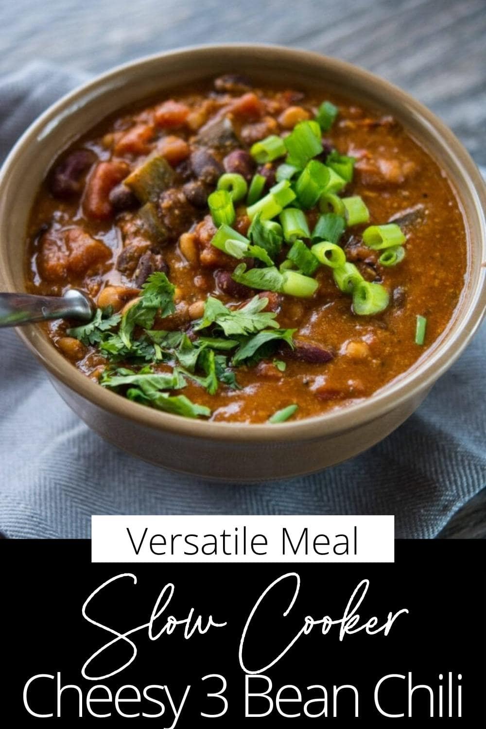 Slow Cooker Cheesy 3 Bean Chili - Slow Cooker Gourmet