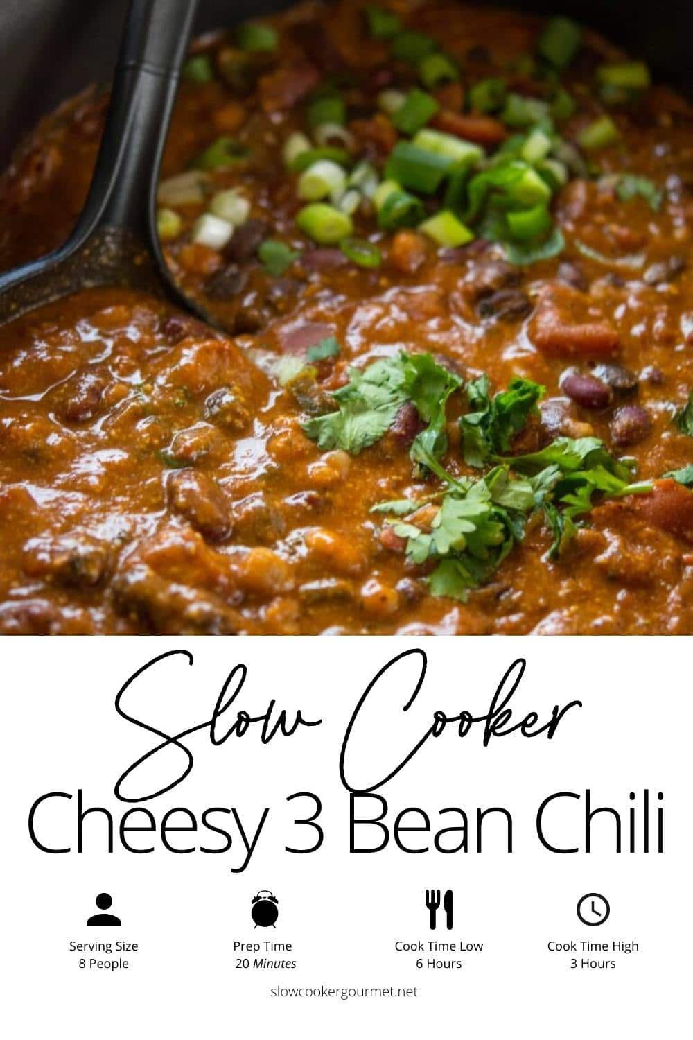 Slow Cooker Cheesy 3 Bean Chili - Slow Cooker Gourmet