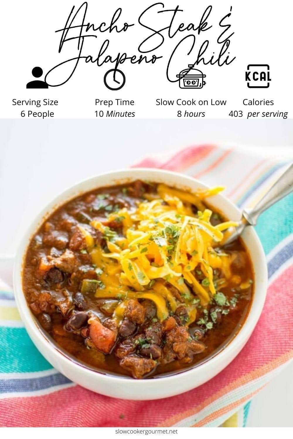 Slow Cooker Ancho Steak & Jalapeño Chili - Slow Cooker Gourmet
