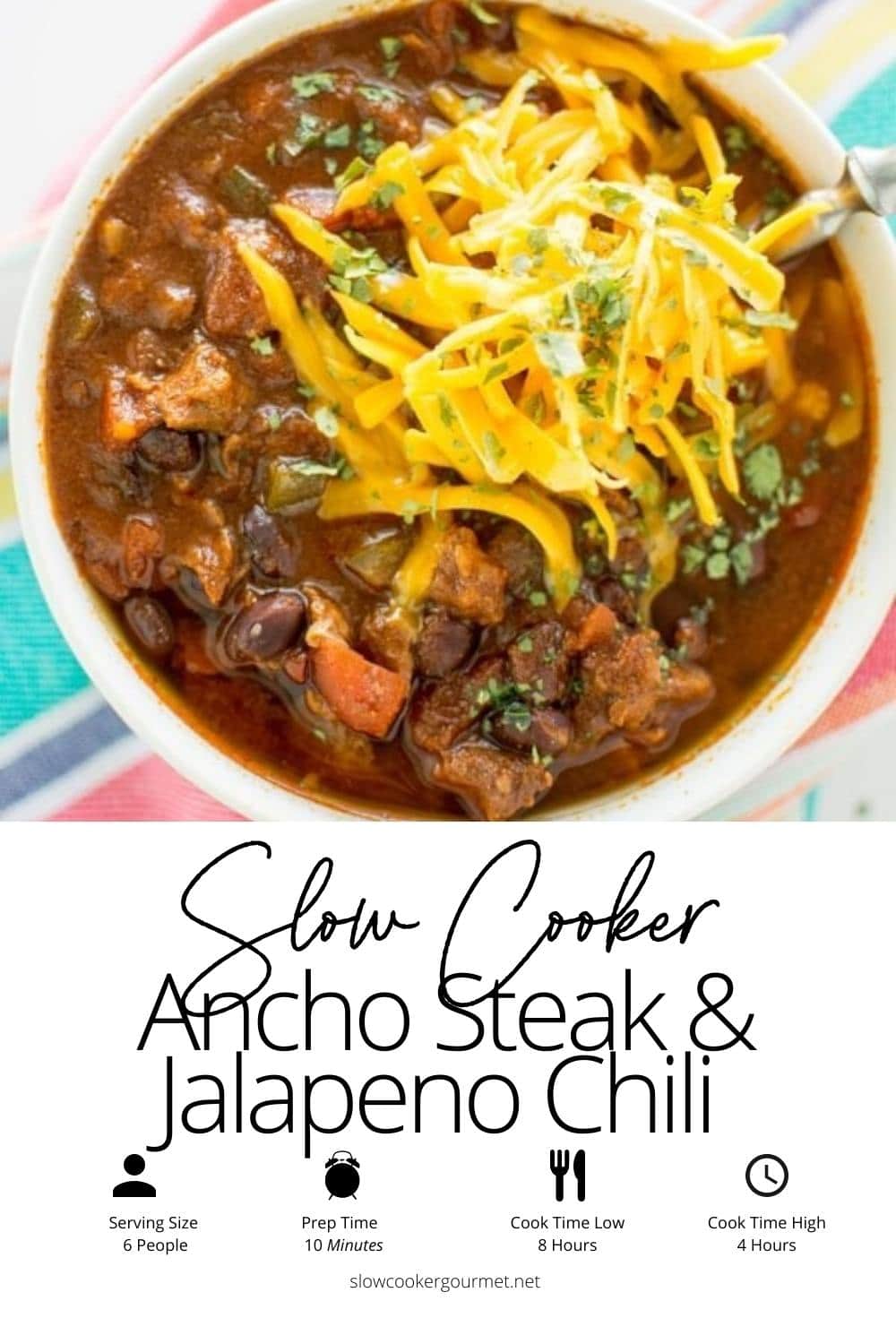 Slow Cooker Ancho Steak & Jalapeño Chili - Slow Cooker Gourmet