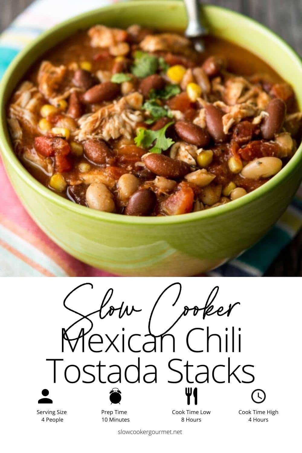 Slow Cooker Mexican Chili Tostada Stacks - Slow Cooker Gourmet