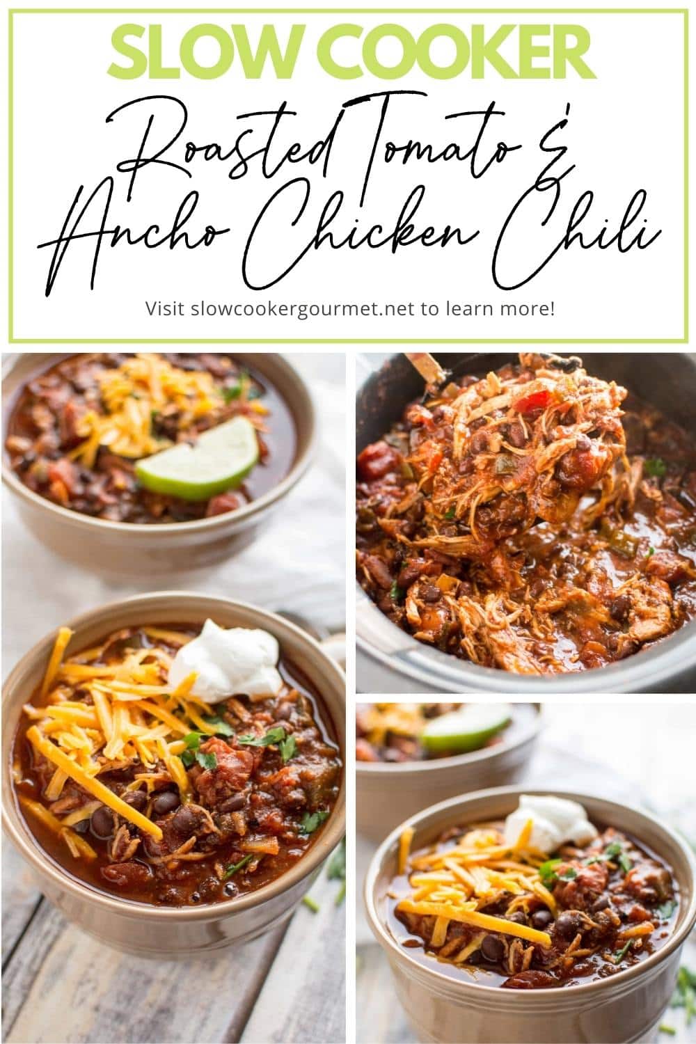 Slow Cooker Roasted Tomato and Ancho Chicken Chili - Slow Cooker Gourmet