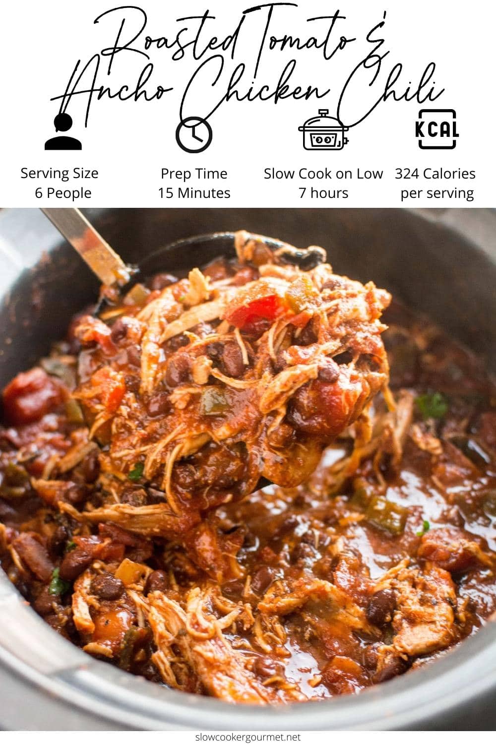 Slow Cooker Roasted Tomato and Ancho Chicken Chili - Slow Cooker Gourmet